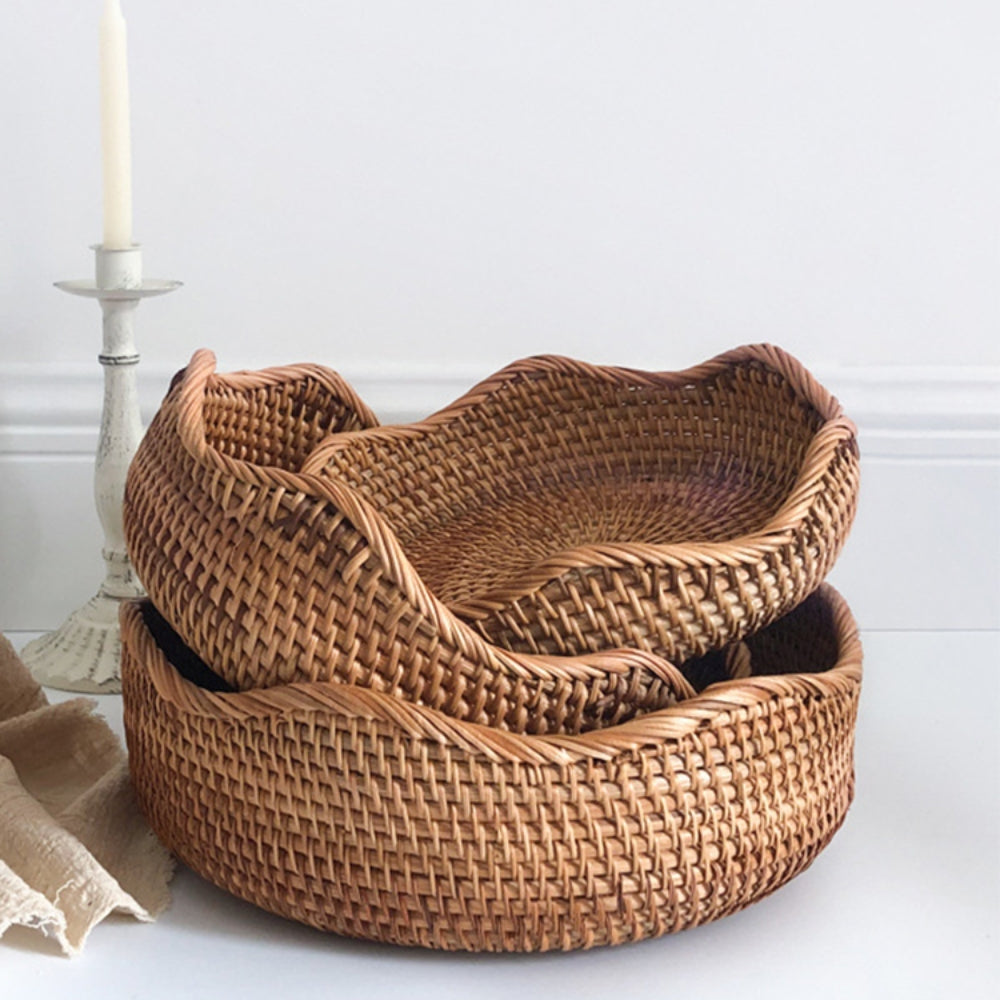 BreezeWeave Hand-Woven Rattan Basket – Olive & Tuck
